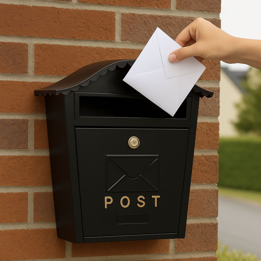 Curved Wall Mounted Post Box in Red, Black, White & Grey – Assorted ...