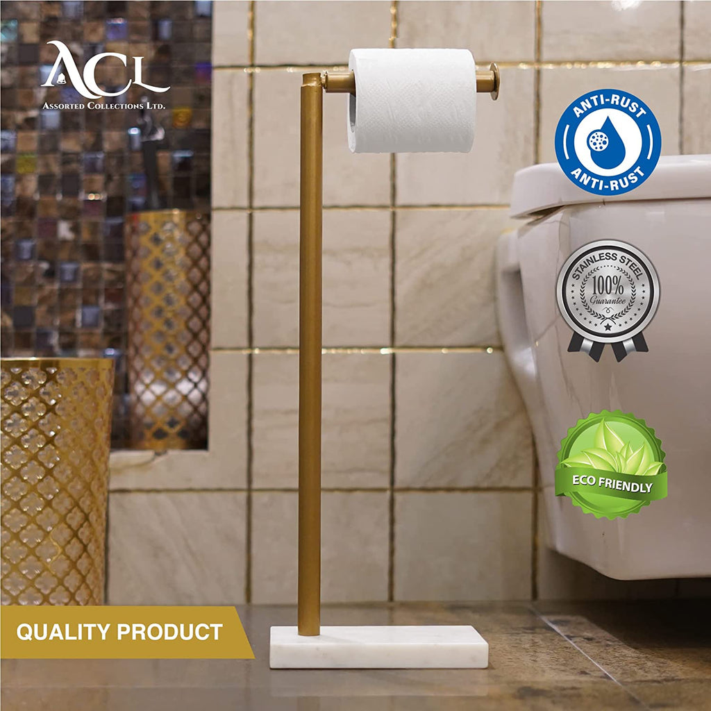 ACL Folding Toilet Roll Holder – Modern Freestanding with Square Marbl ...