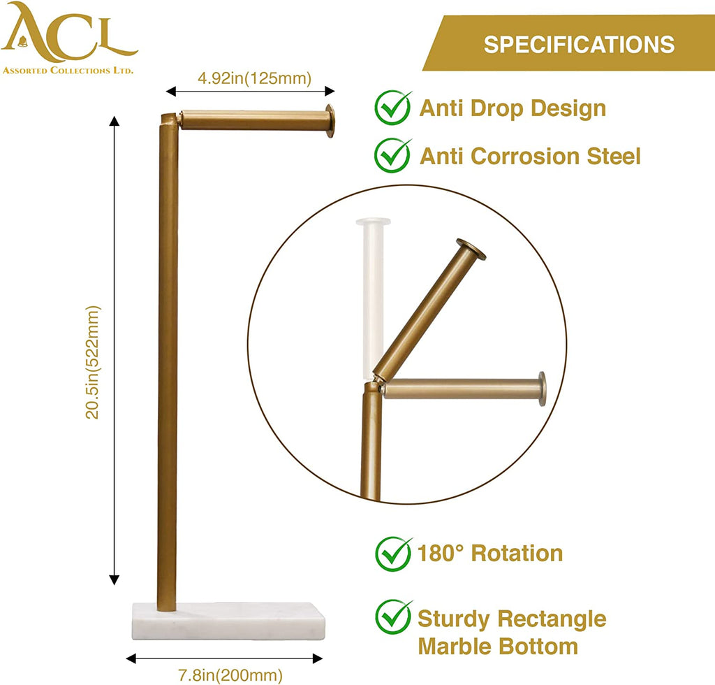 ACL Folding Toilet Roll Holder – Modern Freestanding with Square Marbl ...